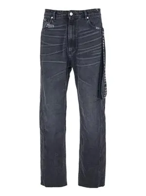 44 LABEL GROUP Logo-tape Straight-leg Jeans - Black
