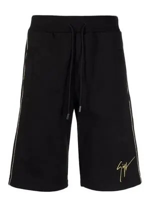 GIUSEPPE ZANOTTI Logo Embroidered Drawstring Track Shorts - Black