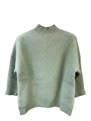 Max Mara Long Sleeve High Neck Ribbed Knit Sweater - Green