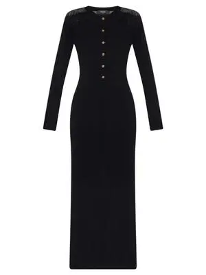 VERSACE Versace Long Sleeve Fitted Maxi Dress With Button Closure