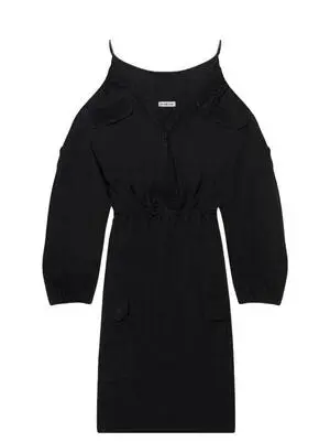 Balenciaga Drop Shoulder Zipped Dress - Black