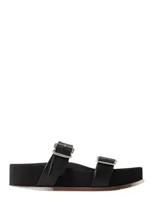 Gabriela Hearst Round Toe Platform Sandals With Buckle Strap - Black