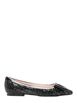 ROGER VIVIER Pointed Toe Embellished Flats - Black