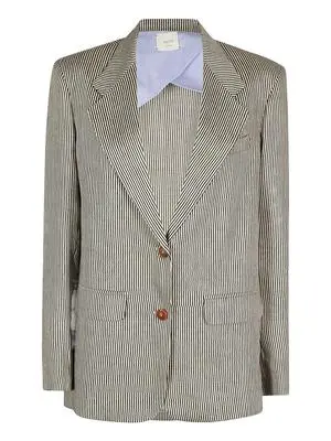 ALYSI Striped Single-breasted Blazer - White