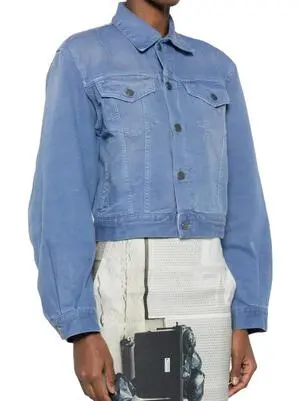 HAIKURE Cropped Denim Jacket - Blue
