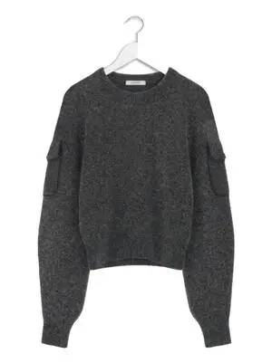 LEMAIRE Ribbed Knit Jumper With Buttoned Patch Pockets - Black