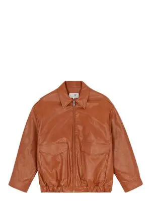MAISON MARGIELA Faux Leather Bomber Jacket - Brown