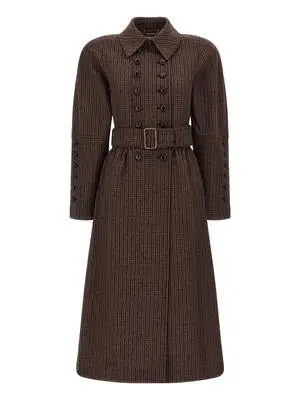 Chloé Chloé Double-Breasted Houndstooth Wool Riding Coat Black