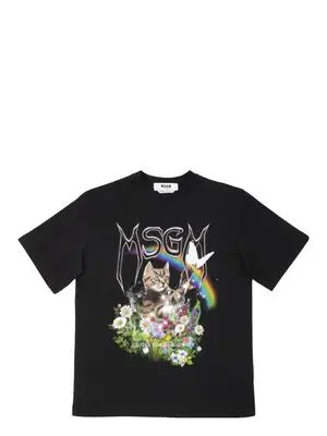 MSGM Printed Short-sleeve T-shirt - Black
