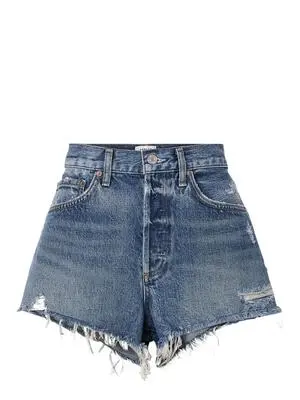 AGOLDE Raw Hem Denim Shorts - Blue