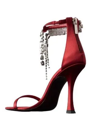 JIMMY CHOO Embellished Satin Sandals - Black