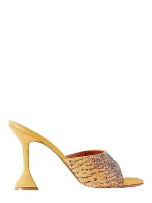 AMINA MUADDI Amina Muaddi Crystal-Embellished Printed Leather Sandals