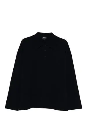 A.p.c. Long-sleeves Wool Polo Shirt - Black