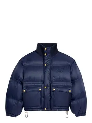 Celine Celine Puffer Jacket In Light Nylon With High Collar And TRIOMPHE Snaps Blue