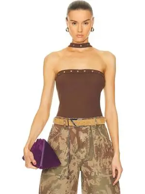 Attico Ribbed Cutout Vest - Brown