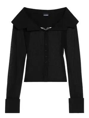 Jacquemus Jacquemus Off-Shoulder Pointed Collar Shirt Black