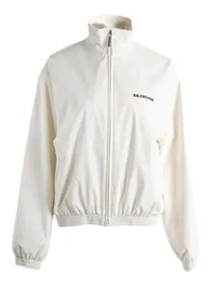 Balenciaga Logo Detail Zip-up Jacket - White