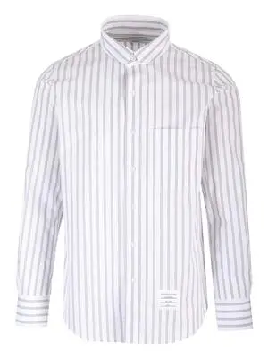 Thom Browne Striped Long-sleeved Buttoned Shirt - Medium Gray
