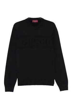 Gucci Logo Intarsia Knit Jumper - Black