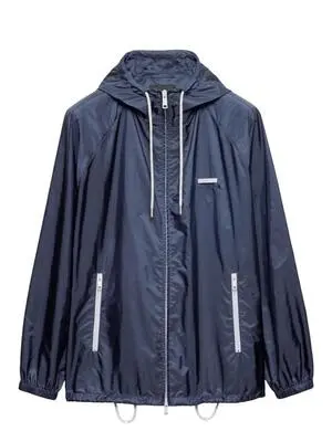 Prada Re-nylon Zip-up Hooded Jacket - Blue