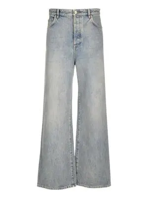 Loewe Logo Patch Wide Leg Jeans - Blue