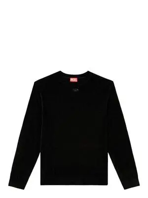 DIESEL® K-cevro Round Neck Sweater With Oval D Logo Plaque - Black