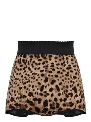 Dolce & Gabbana High-waisted Leopard Print Shorts - Black