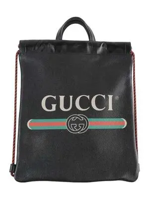 Gucci Logo Drawstring Backpack - Black
