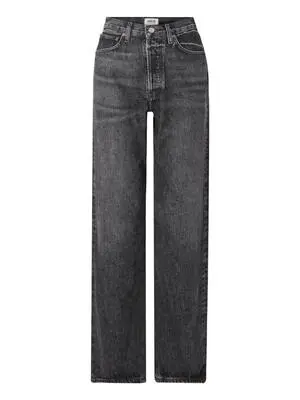 AGOLDE High Waist Straight Leg Jeans - Black