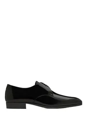 Saint Laurent Wyatt Varnished Leather Derby Shoes - Black