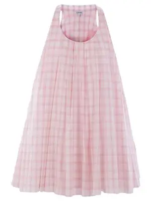 LOEWE Loewe Checked Flared Midi Dress