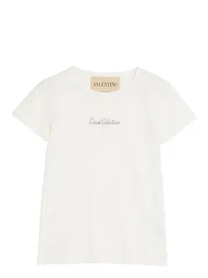 Valentino Garavani Embroidered Logo Crewneck T-shirt - Ivory