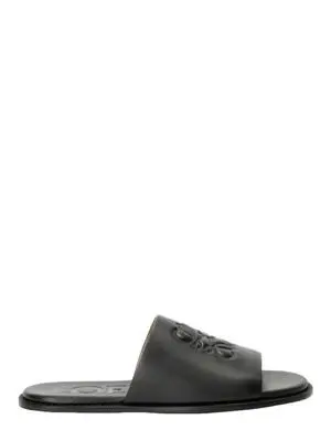 Loewe Flex Anagram Slide In Soft Calfskin - Black
