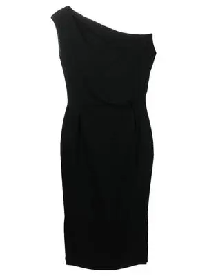 Alexandre Vauthier Logo Dress One Shoulder Design With Side Slit - Black