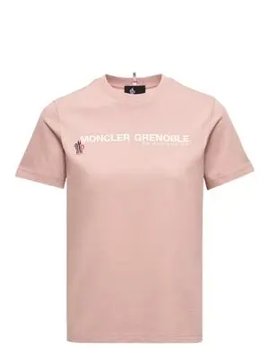 Moncler Logo Printed Crewneck T-shirt - Pink