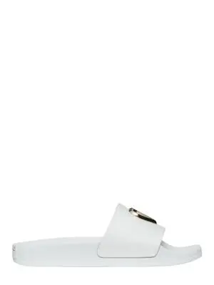 Red Valentino Open Toe Slides With Heart Detail - White