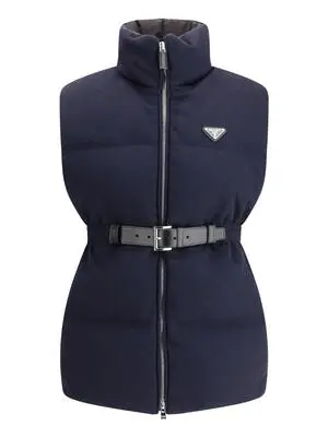 Prada Padded Triangle-logo Gilet - Blue