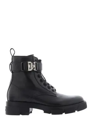 Givenchy Round Toe Lace Up Ankle Boots - Black