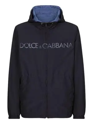 Dolce & Gabbana Reversible Logo Print Hooded Jacket - Black