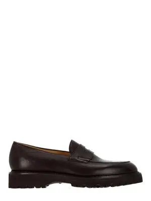 John Lobb Round Toe Penny Loafers - Dark Brown