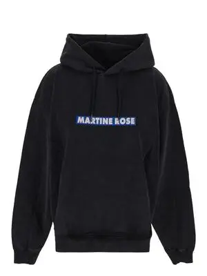 Martine Rose Long-sleeved Hooded Sweatshirt With Lettered Logo - Black