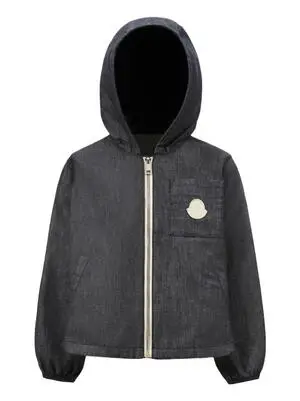 Moncler Hooded Denim Zip-up Jacket - Denim Blue
