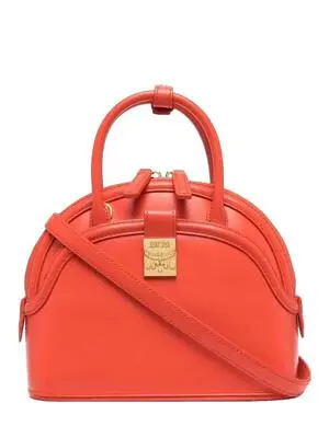 Mcm Logo-plaque Tote Bag - Orange