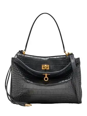 Balenciaga Small Rodeo Crocodile-embossed Shoulder Bag - Black