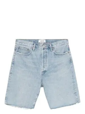 AGOLDE Denim Shorts With Frayed Hem - Blue