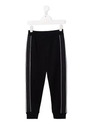 Emporio Armani Side-stripe Cotton-blend Track Pants - Navy Blue