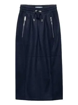 Prada Jersey Skirt With Drawstring Waist And Zipper Pockets - Navy