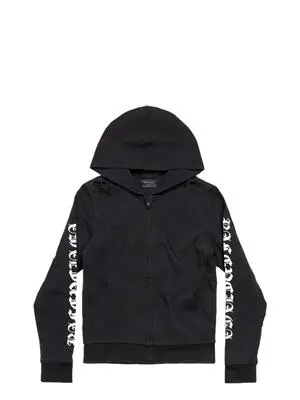 Balenciaga Logo Print Zip-up Hoodie - Black/white