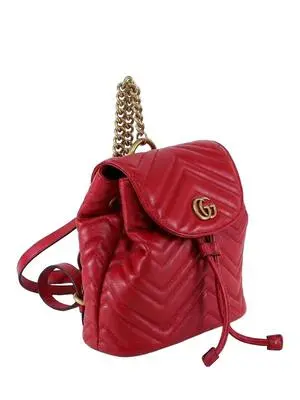 Gucci Marmont Quilted Leather Backpack - Red