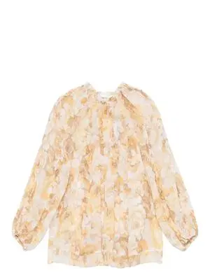 Zimmermann Floral Print Long Sleeve Shirt - Nude